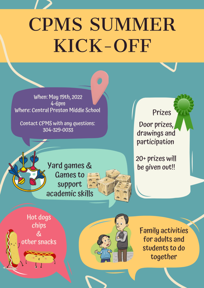 Mark your calendars! CPMS Summer Kick-off | Central Preston Middle School