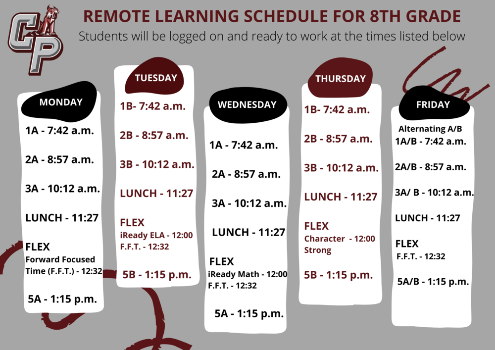 Remote Learning Schedule for 8th Grade | Central Preston Middle School